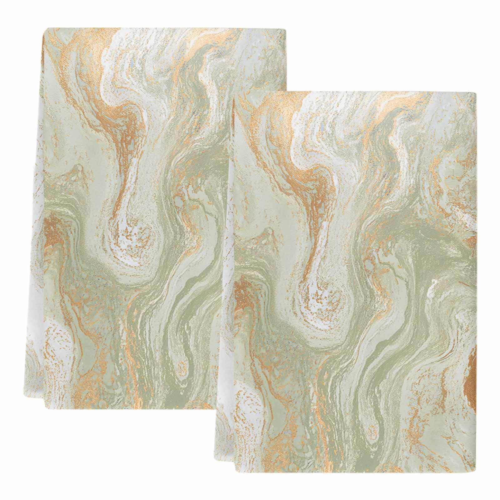 Dish Towels, Sage Green Marble Absorbent Kitchen Towels 2 PCS, Abstract ...