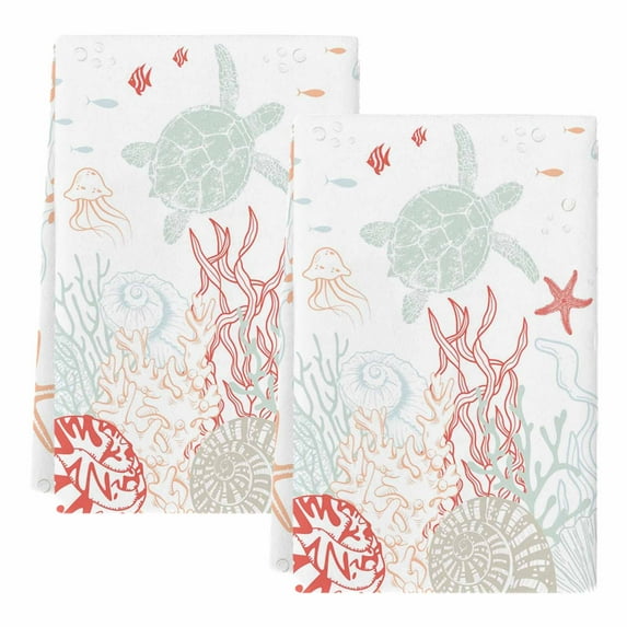 Dish Towels, Sage Green Pink Turtle Shell Absorbent Kitchen Towels 2 ...