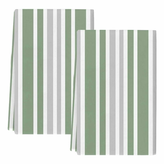 Dish Towels, Sage Green Stripes Absorbent Kitchen Towels 2 PCS, Grey ...