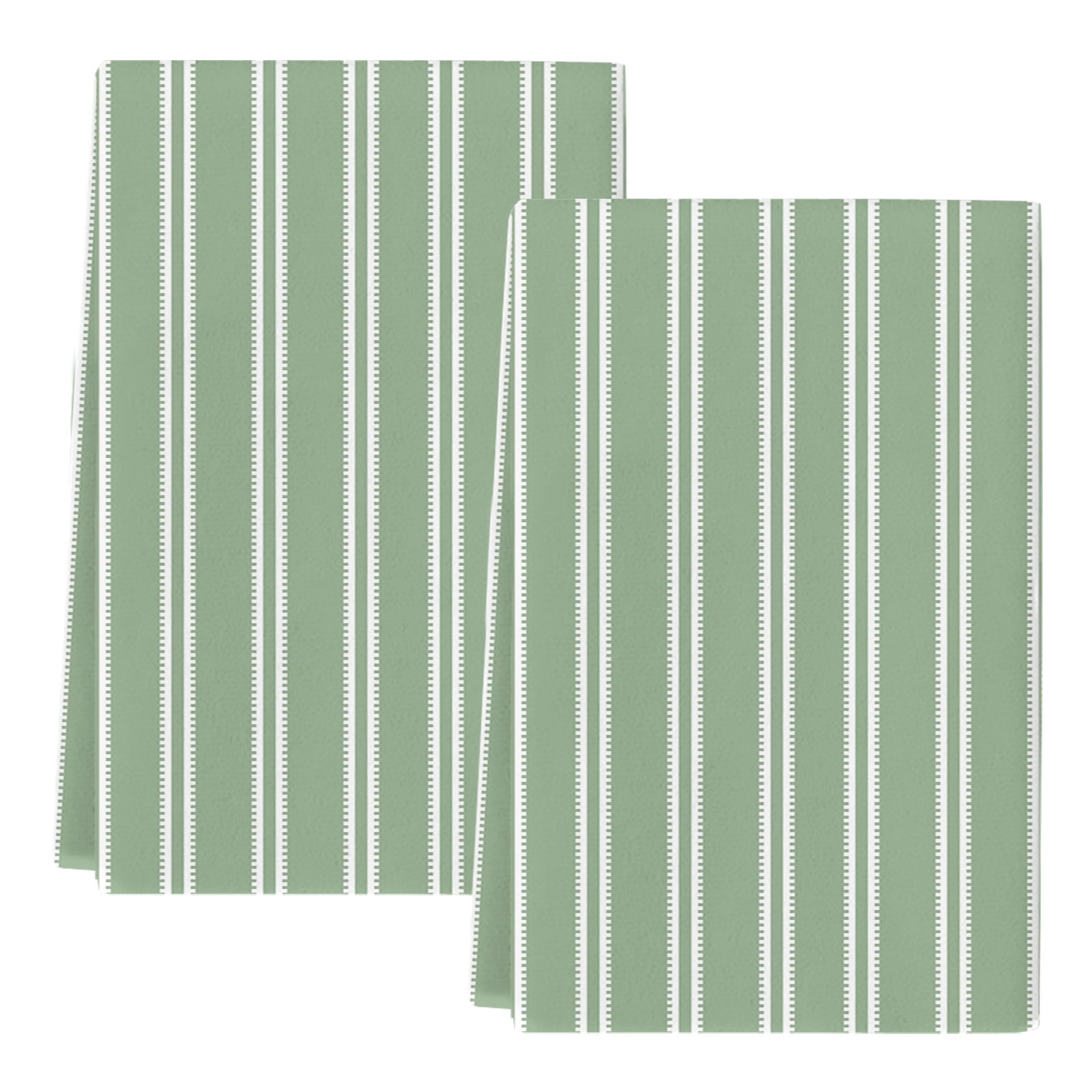 Dish Towels, Sage Green Vertical Striped Absorbent Kitchen Towels 2 PCS ...