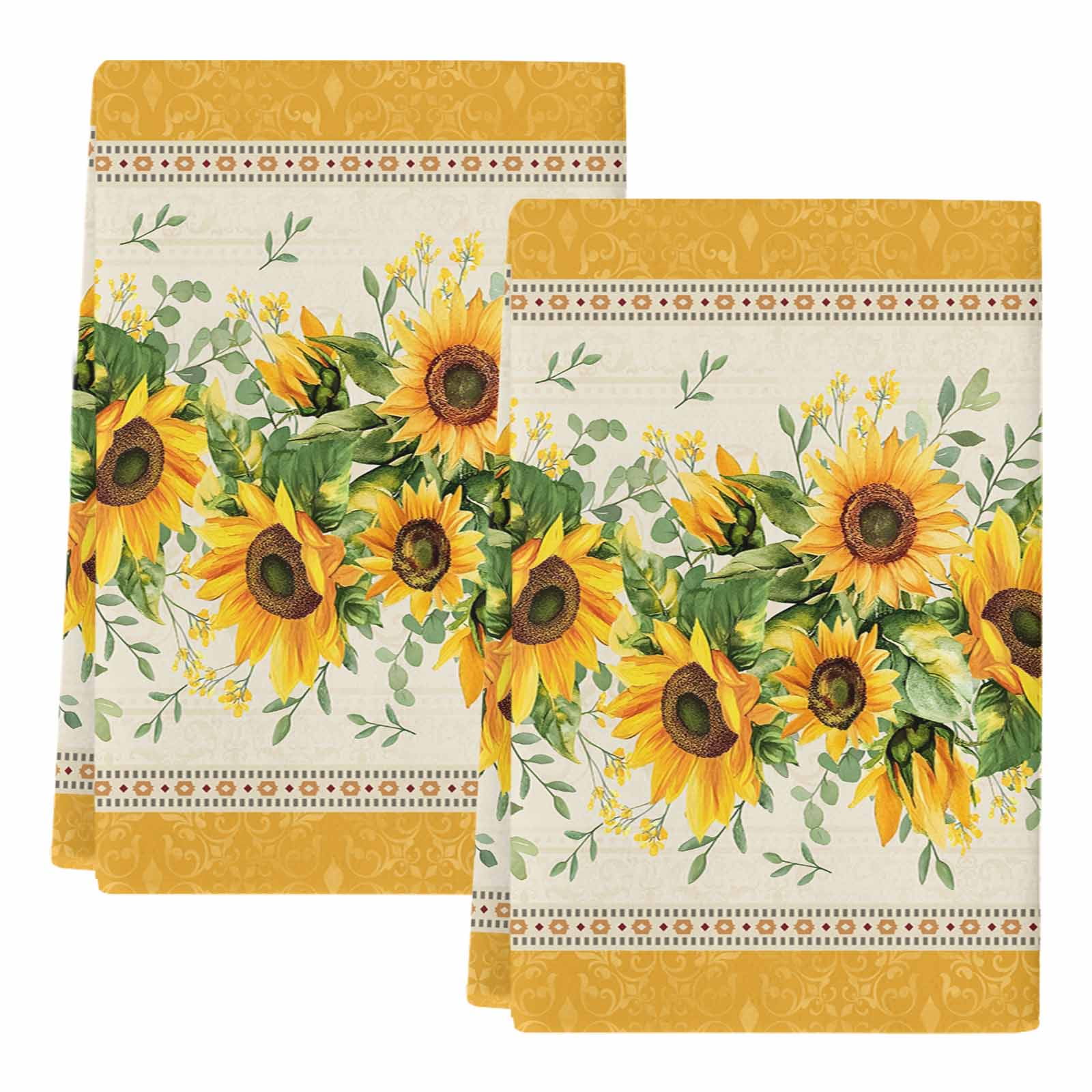 Dish Towels, Sunflower Absorbent Kitchen Towels 2 PCS, Bee Yellow ...