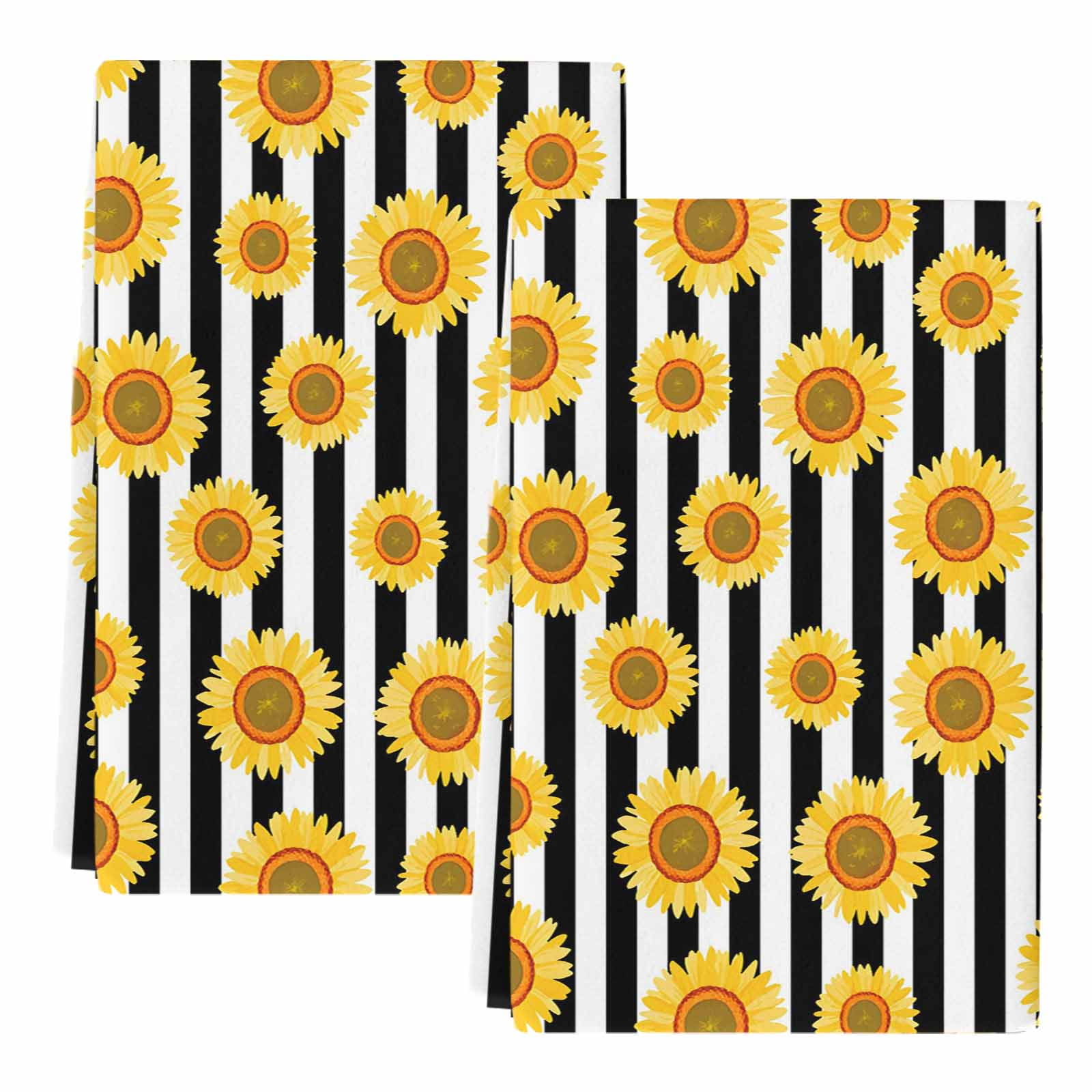 Dish Towels, Sunflower Absorbent Kitchen Towels 2 PCS, Summer Floral ...