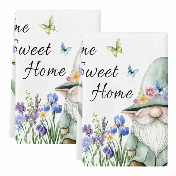 Dish Towels, Sweet Home Gnome Absorbent Kitchen Towels 2 PCS, Floral ...