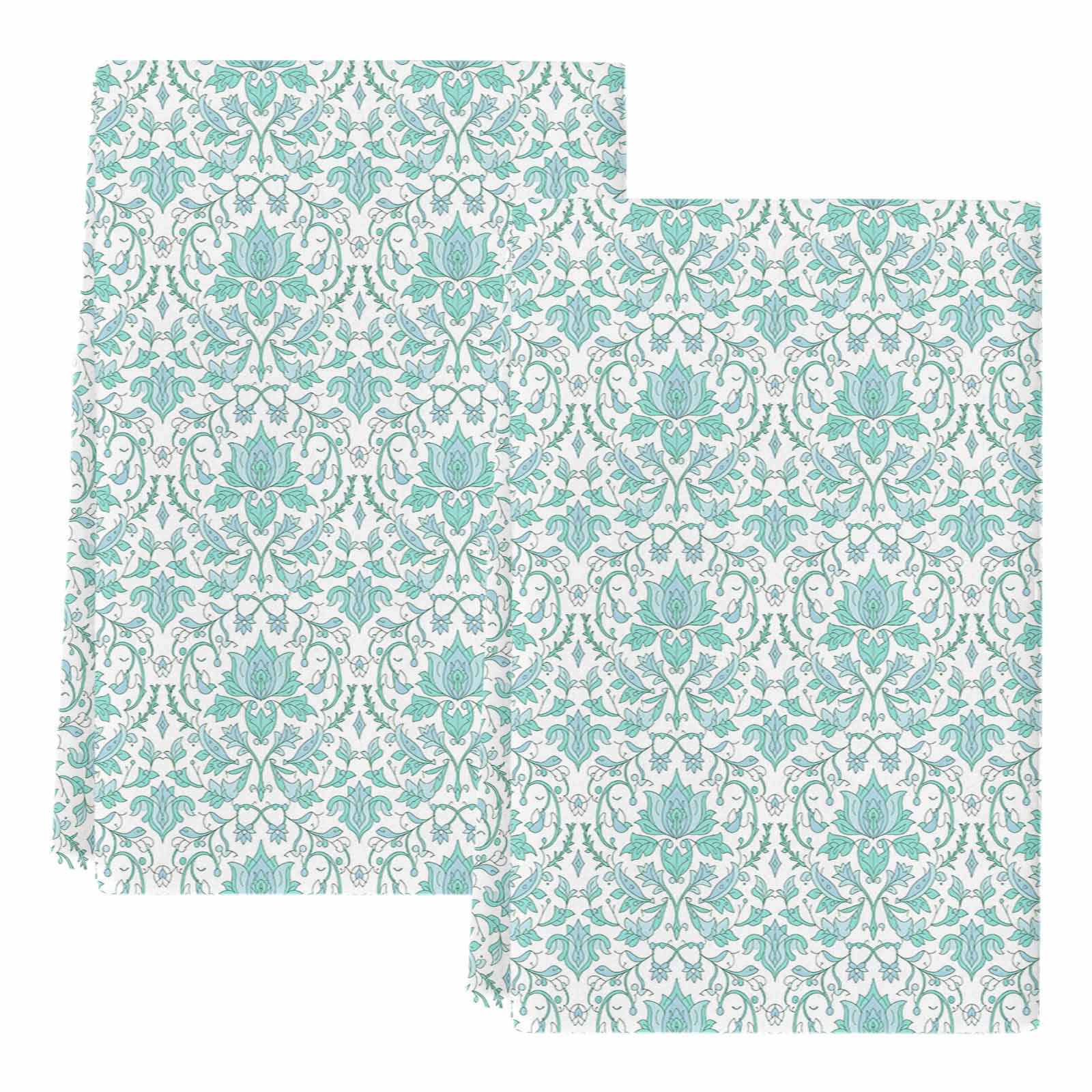 Dish Towels, Teal Abstract Flower Absorbent Kitchen Towels 2 PCS ...