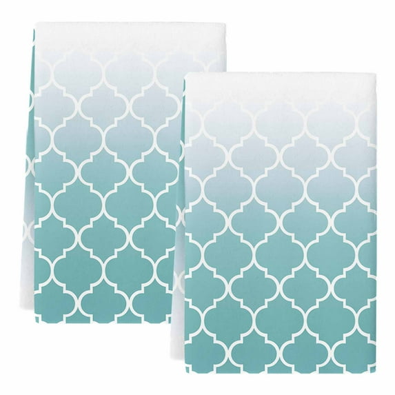 Dish Towels, Teal Green Ombre Gradual Color Absorbent Kitchen Towels 2 ...