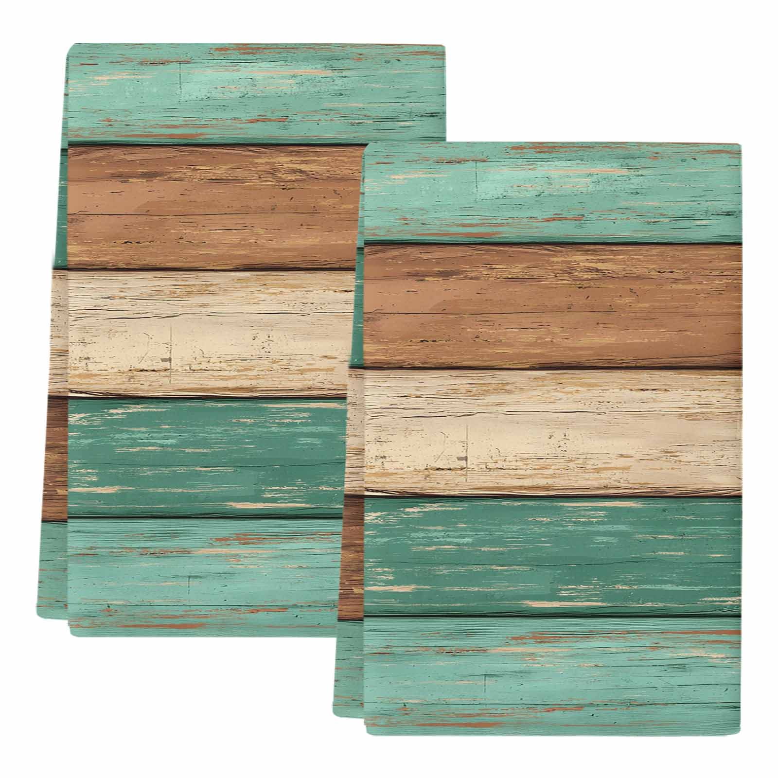 Dish Towels, Teal Green Wood Grain Absorbent Kitchen Towels 2 PCS ...