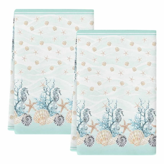 Dish Towels, Teal Starfish Absorbent Kitchen Towels 2 PCS, Coral Shell ...