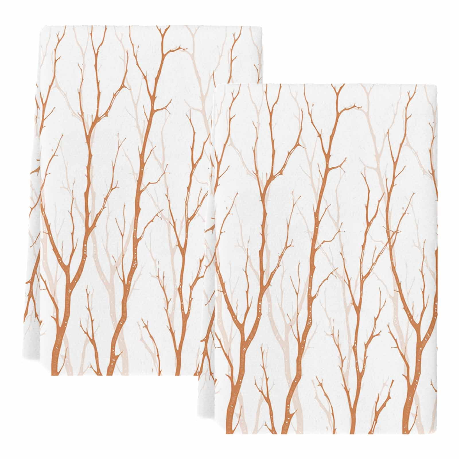 Dish Towels, Tree Branches Absorbent Kitchen Towels 2 PCS, Orange Bare ...