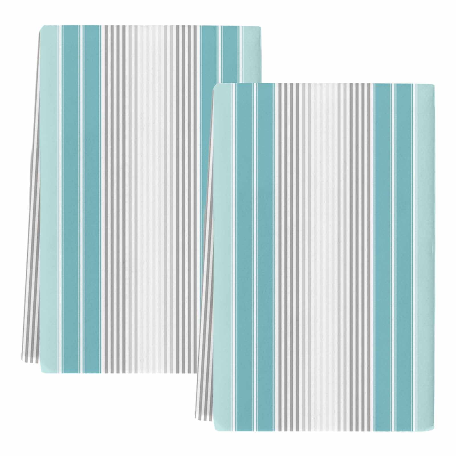 Dish Towels, Turquoise Vertical Stripes Absorbent Kitchen Towels 2 PCS ...