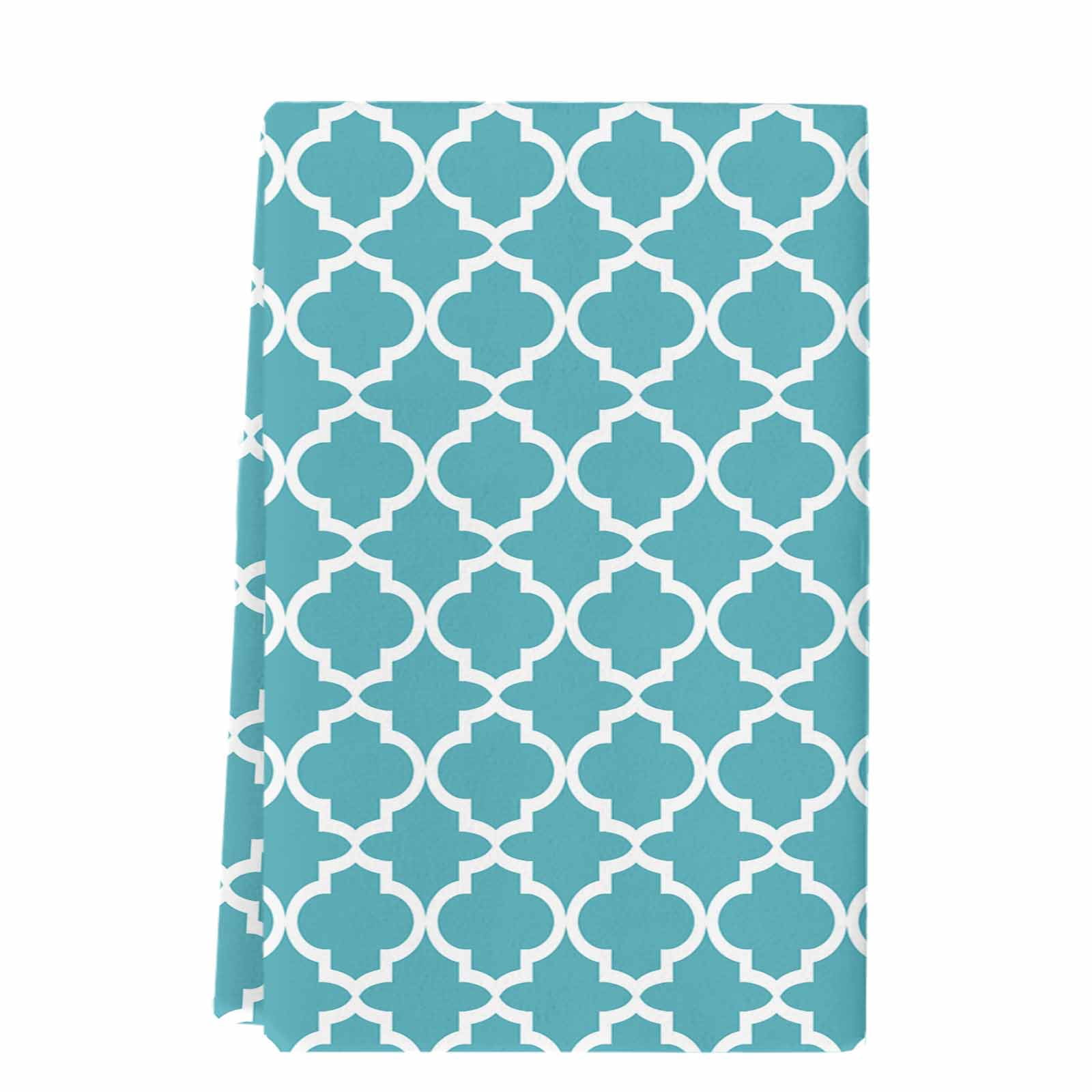 Dish Towels, Turquoise White Geometric Absorbent Kitchen Towels 1 PC ...