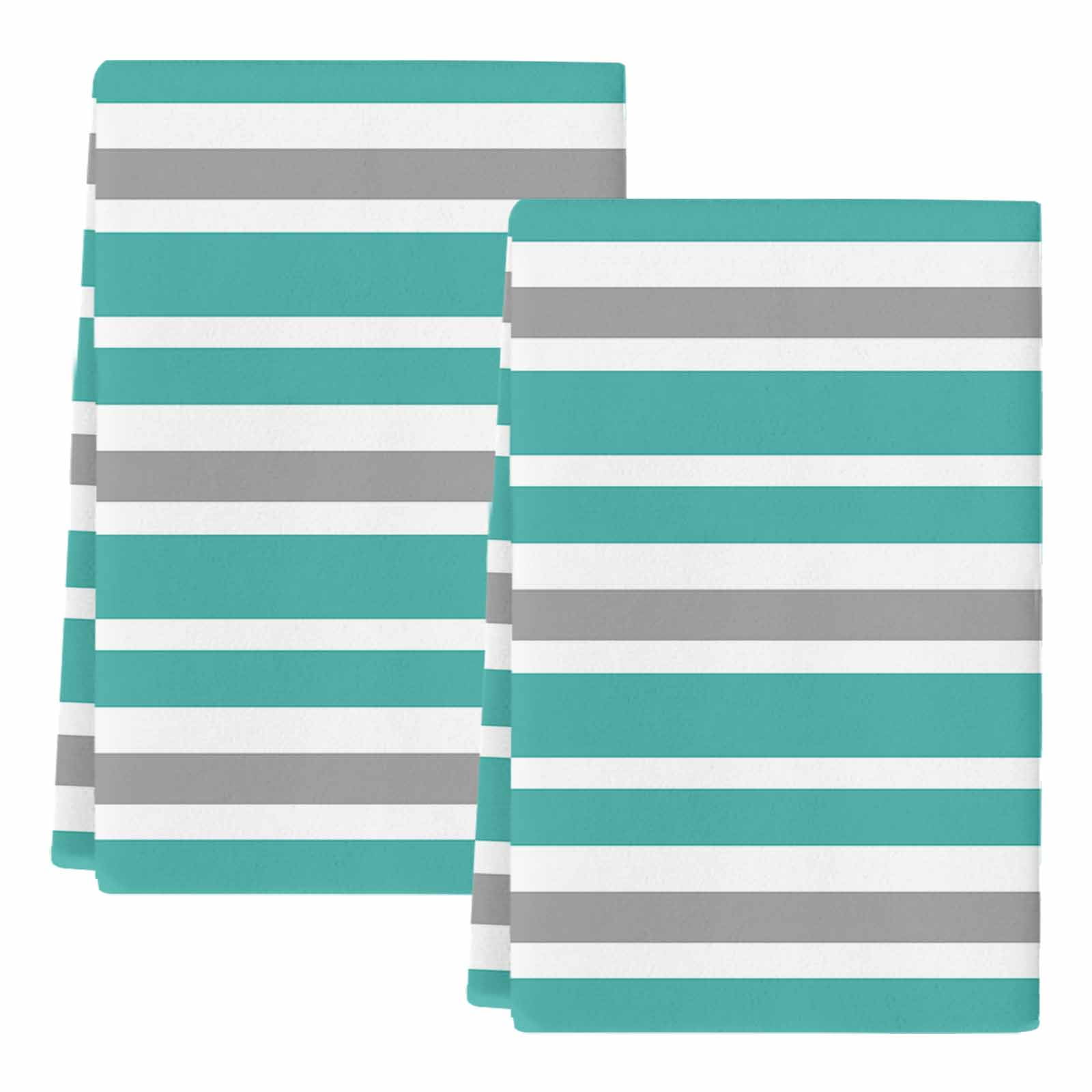 Dish Towels, Turquoise, White and Grey Stripes Absorbent Kitchen Towels ...
