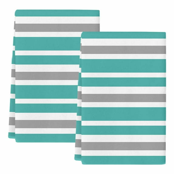 Dish Towels, Turquoise, White and Grey Stripes Absorbent Kitchen Towels ...