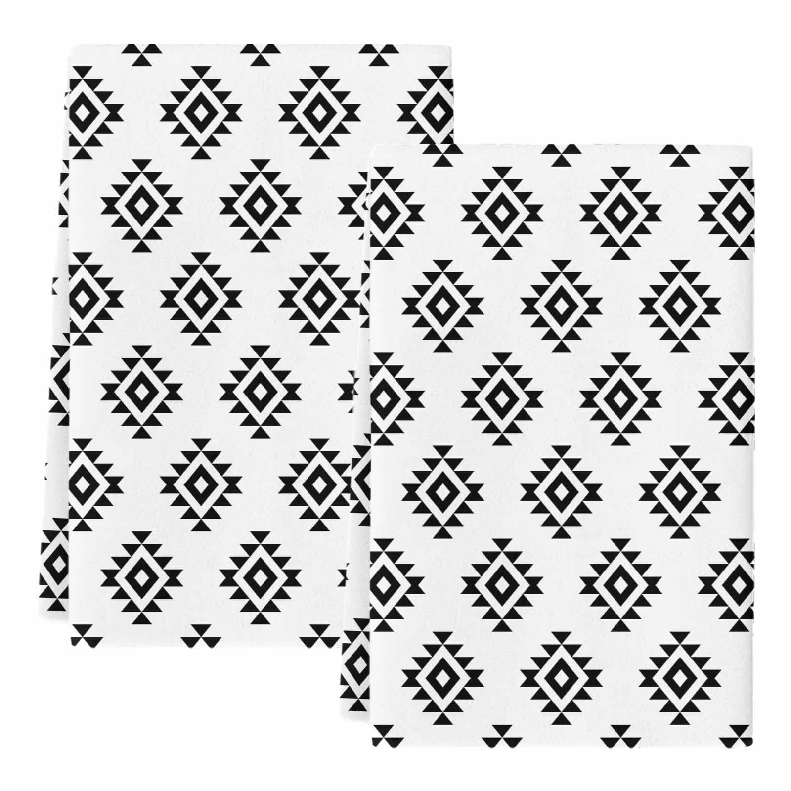 Dish Towels, Western Aztec Tribal Absorbent Kitchen Towels 2 PCS, White ...