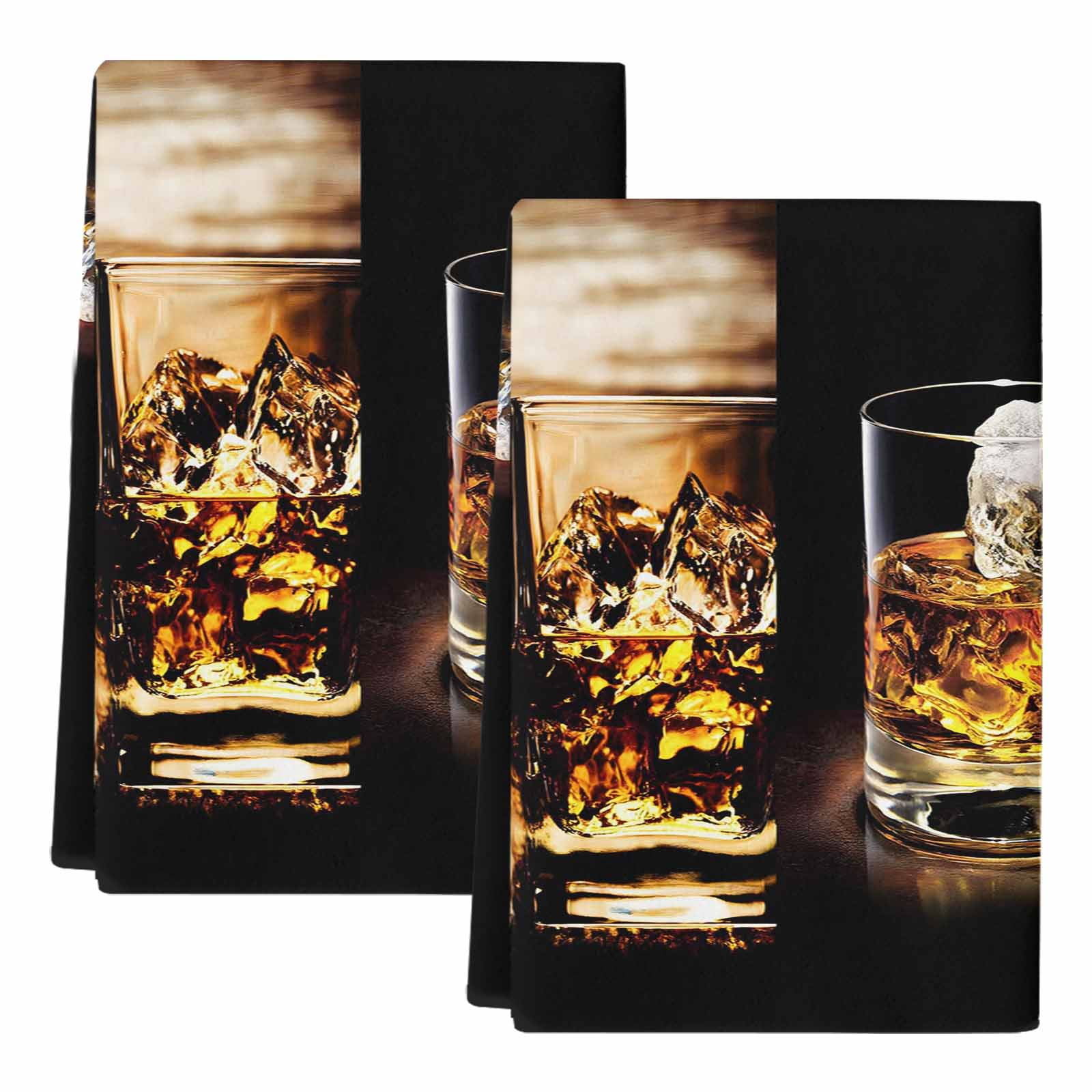 Dish Towels, Whisky Glass Absorbent Kitchen Towels 2 PCS, Wine Old ...