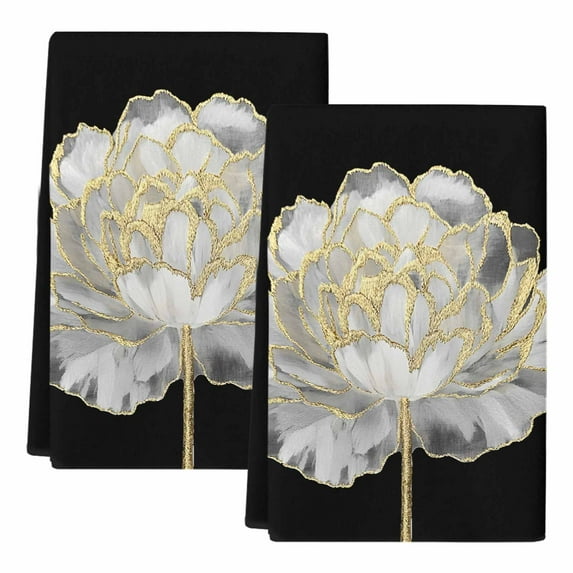 Dish Towels, White Black Flower Absorbent Kitchen Towels 2 PCS ...