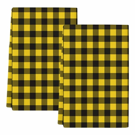 Dish Towels, Yellow Buffalo Plaid Absorbent Kitchen Towels 2 PCS ...