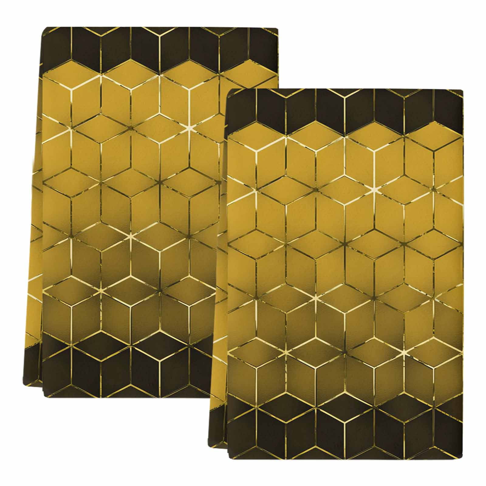 Dish Towels, Yellow Geometric Absorbent Kitchen Towels 2 PCS, Ombre ...