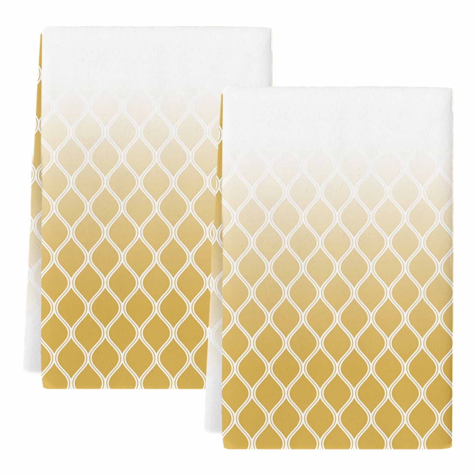 Dish Towels, Yellow Geometric Absorbent Kitchen Towels 2 PCS, Ombre ...
