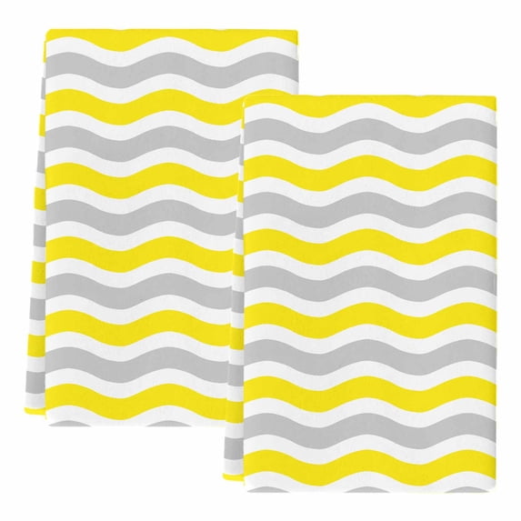 Dish Towels, Yellow Grey Water Ripples Absorbent Kitchen Towels 2 PCS ...