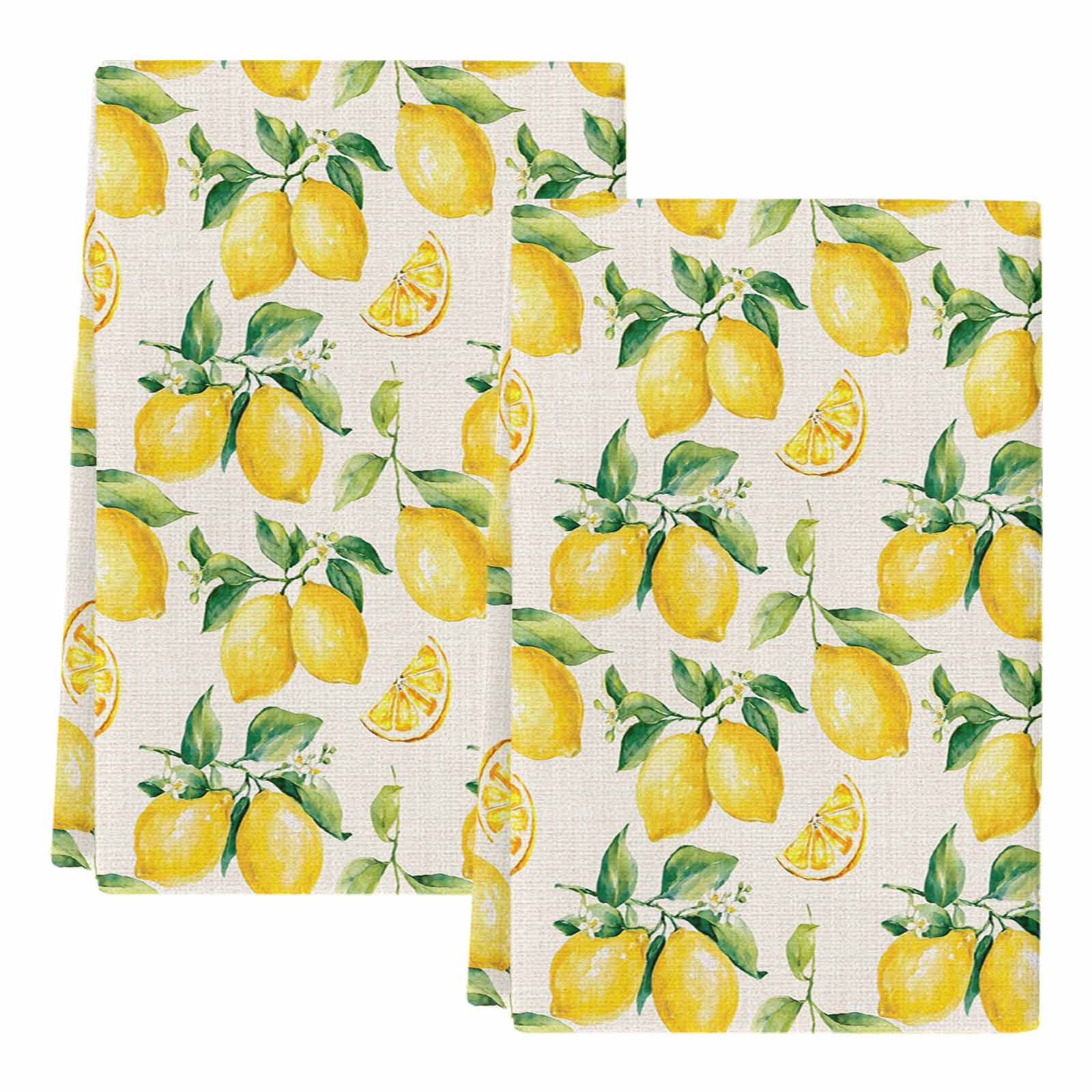 Dish Towels, Yellow Lemon Absorbent Kitchen Towels 2 PCS, Farm Fruit ...