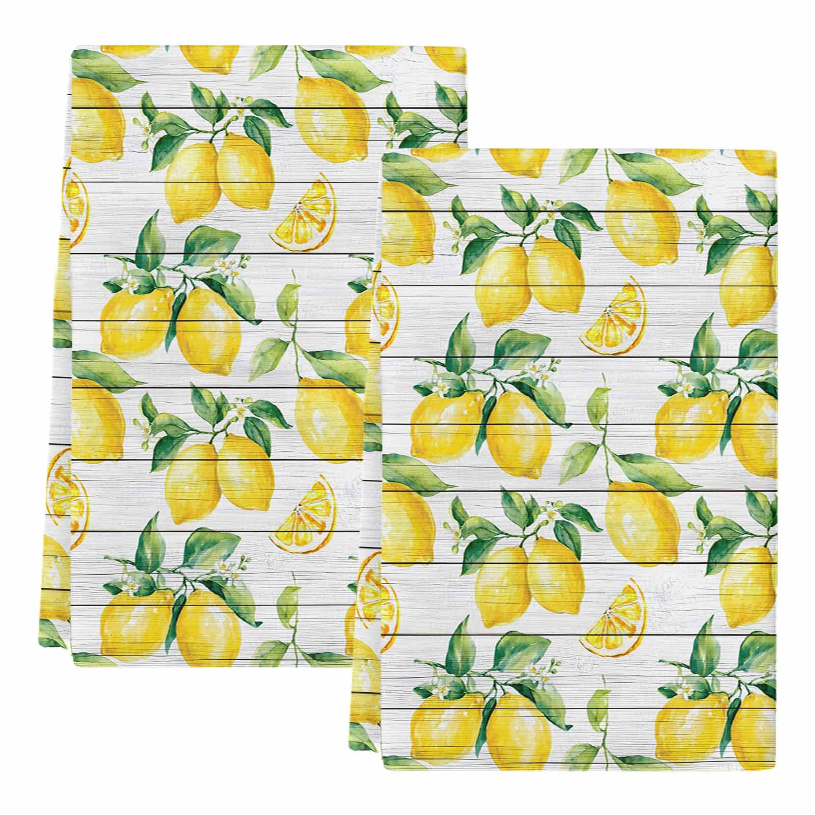 Dish Towels, Yellow Lemon Absorbent Kitchen Towels 2 PCS, Farm Fruit ...