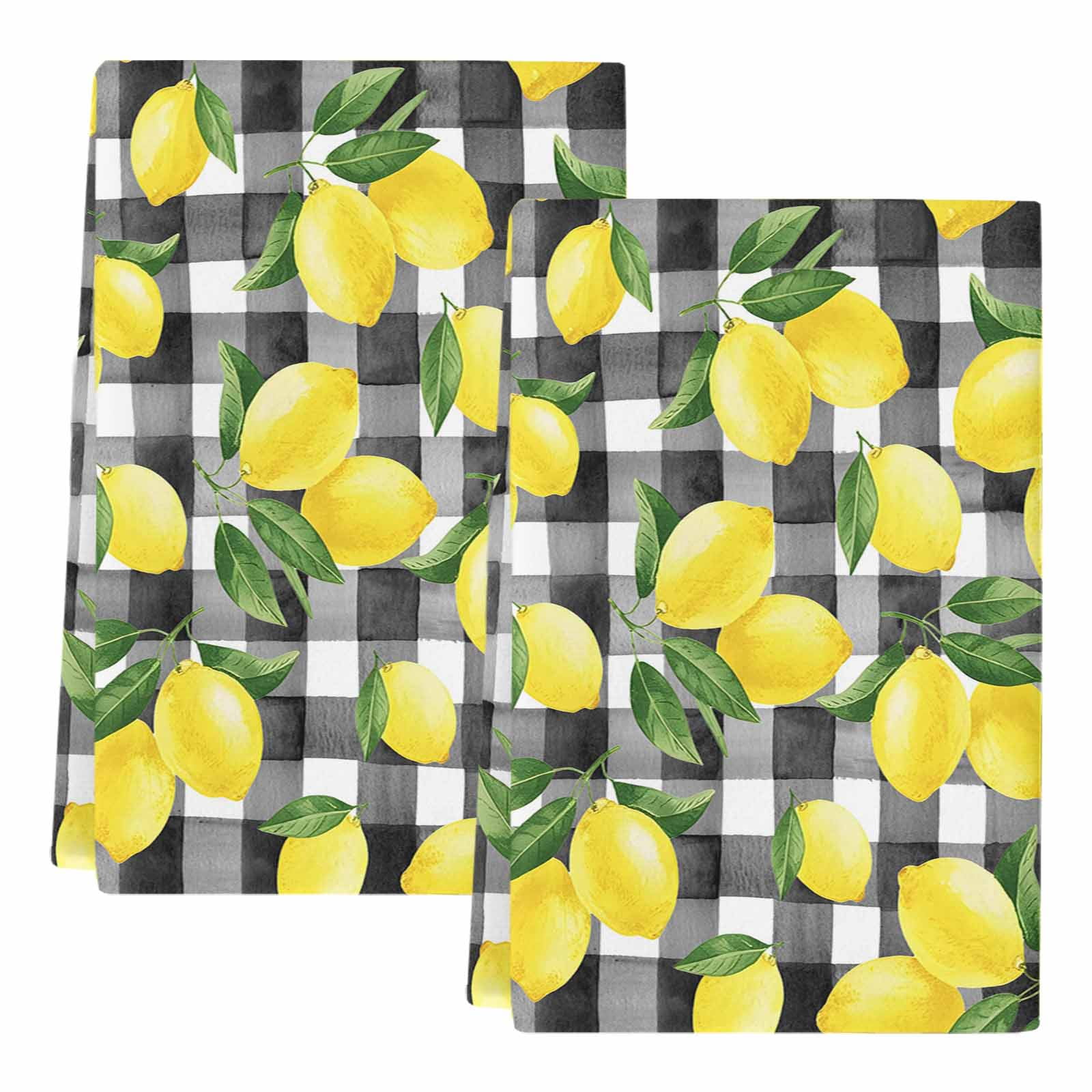Dish Towels, Yellow Lemon Absorbent Kitchen Towels 2 PCS, Summer Fruit ...