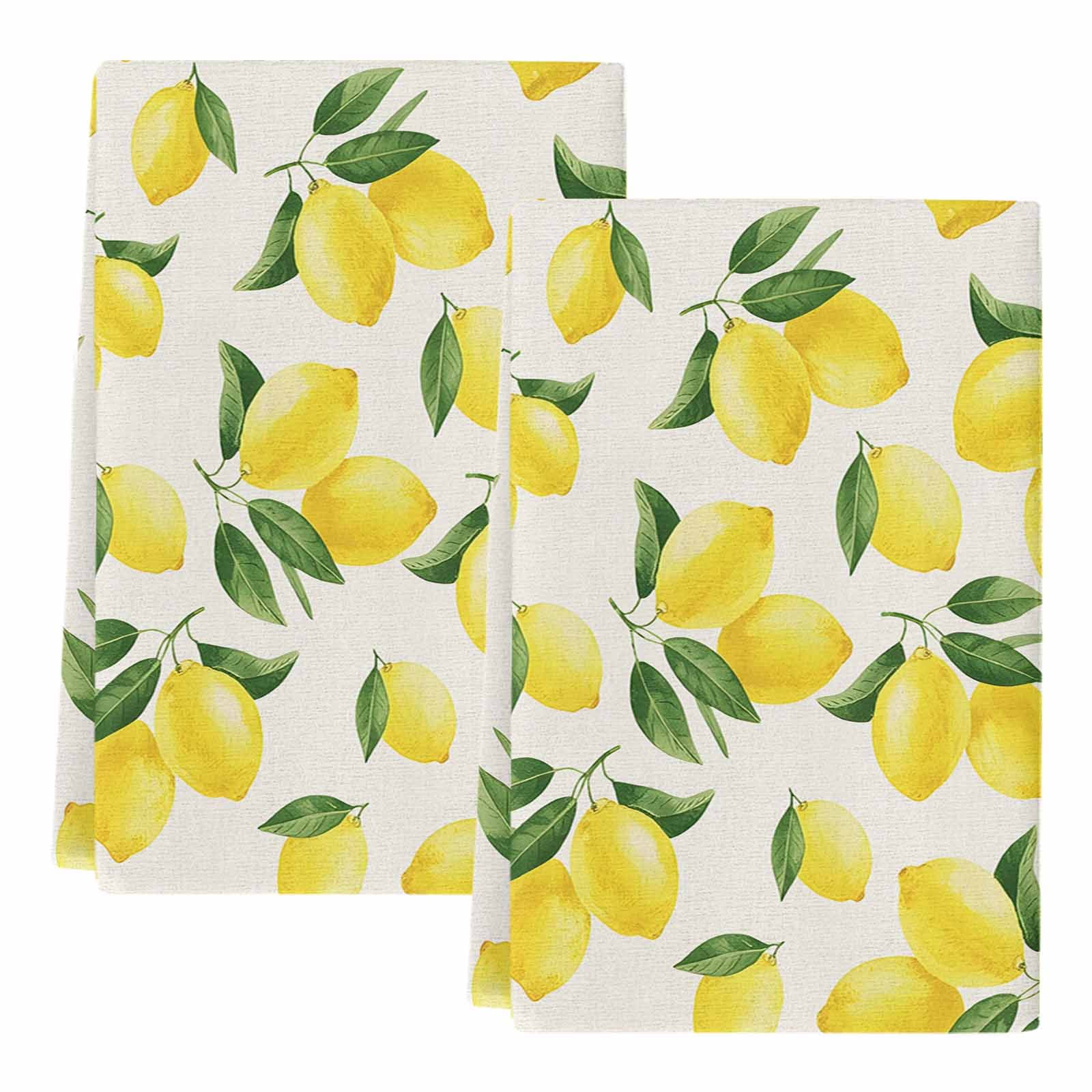 Dish Towels, Yellow Lemon Absorbent Kitchen Towels 2 PCS, Summer Fruit ...