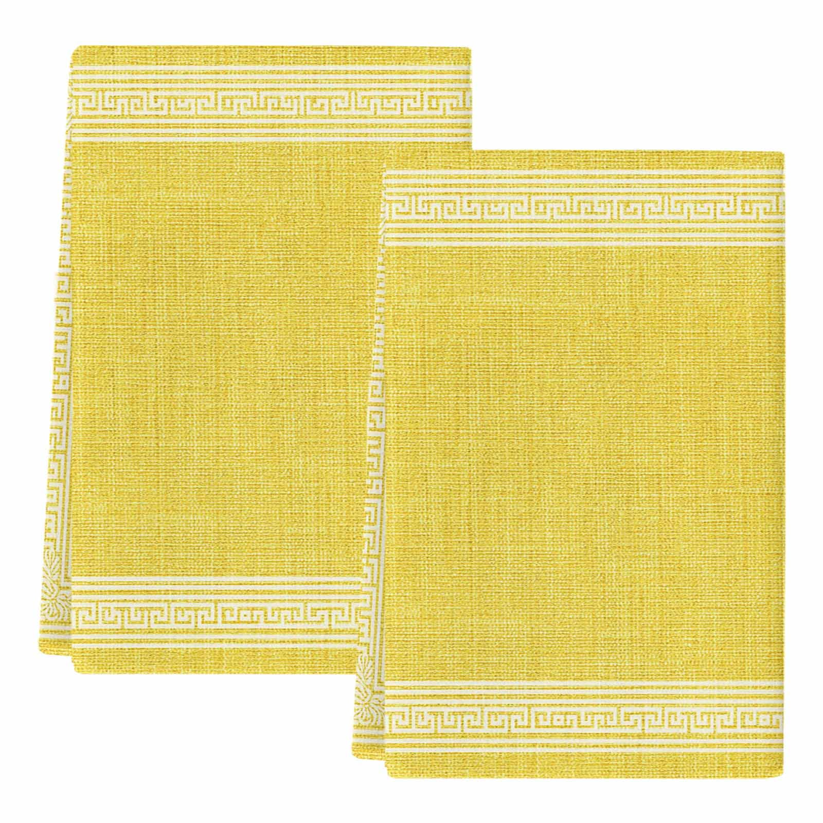 Dish Towels, Yellow Linen Key Design Absorbent Kitchen Towels 2 PCS ...
