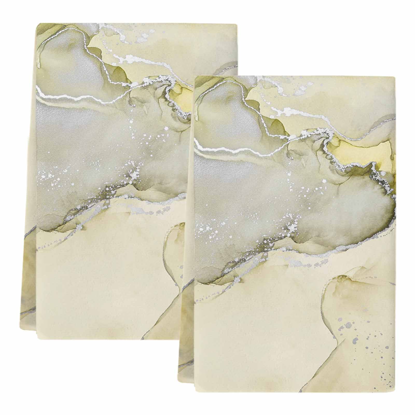Dish Towels, Yellow Marble Absorbent Kitchen Towels 2 PCS, Abstract ...