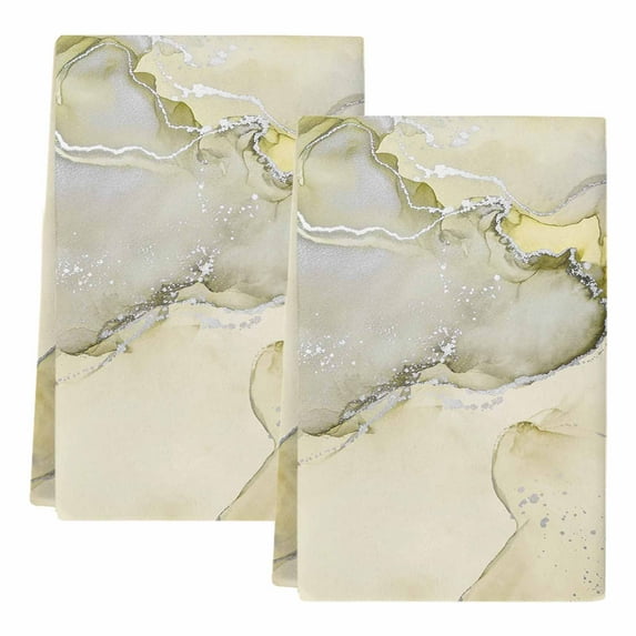 Dish Towels, Yellow Marble Absorbent Kitchen Towels 2 PCS, Abstract ...