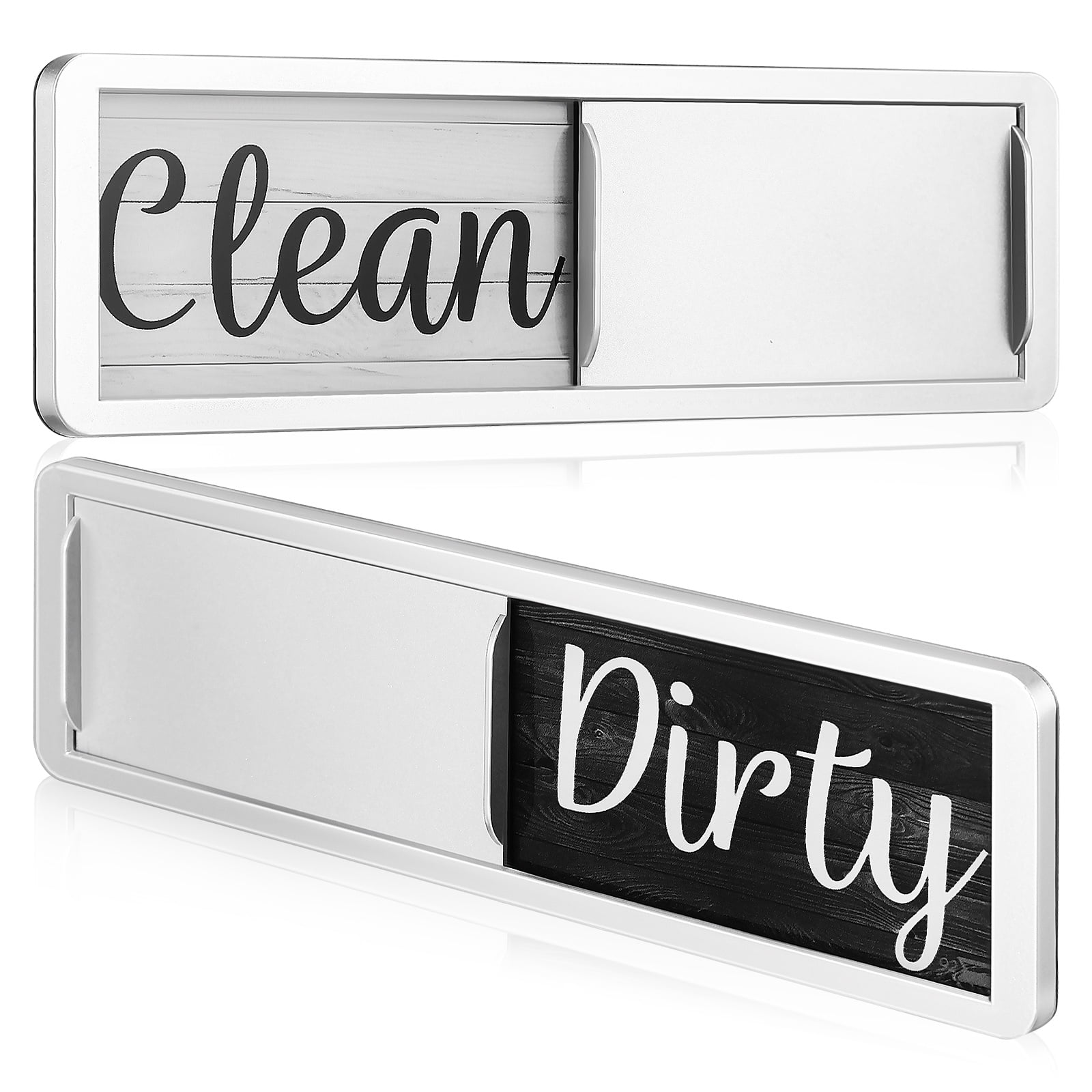 Dish Washer Sign Dishwasher Magnet Clean Dirty Silver Wood Grain The ...