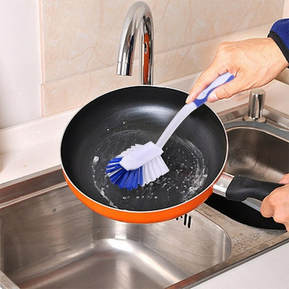 Dish Washing Scrub Brush with Handle, Pot and Pan Cleaner, Heavy Duty ...