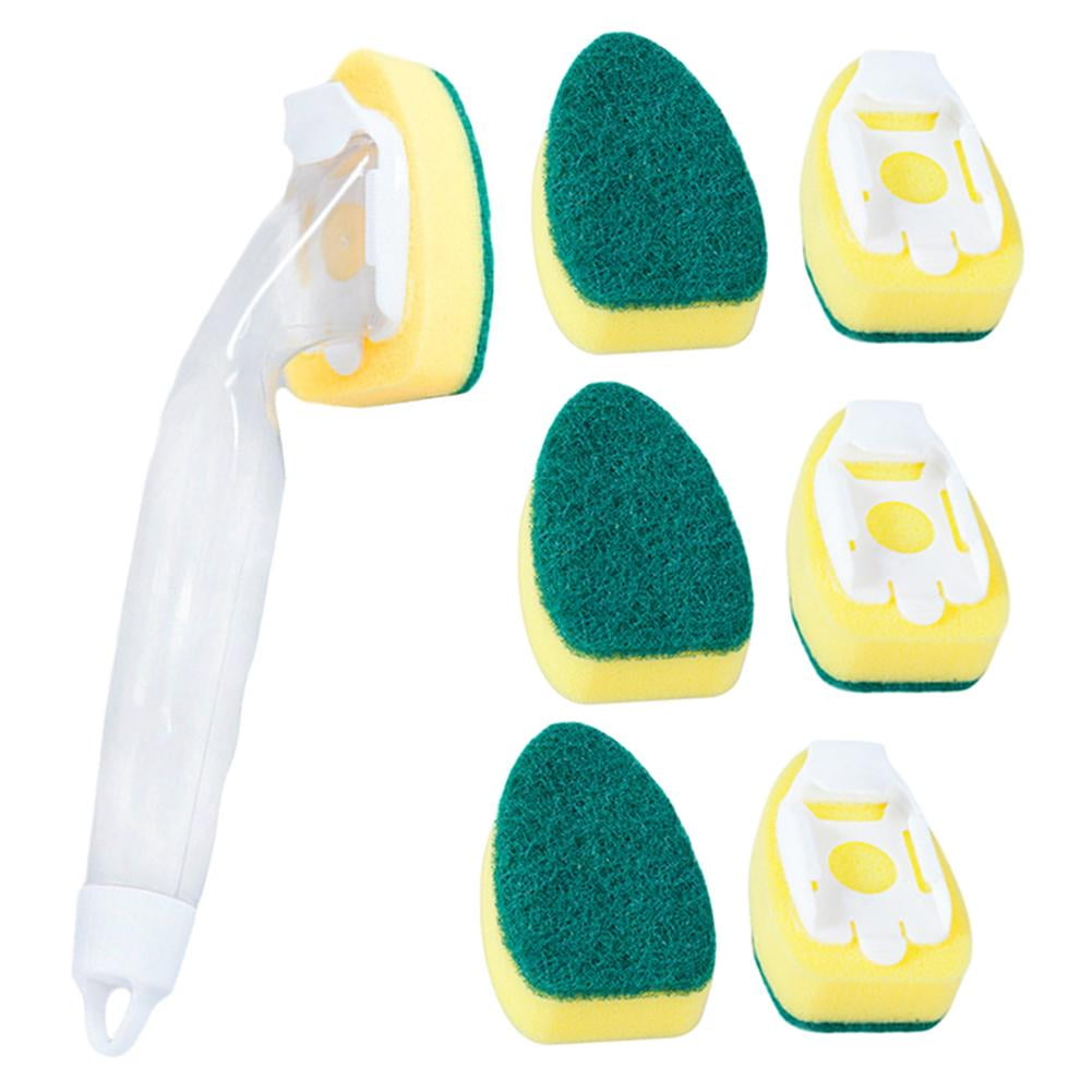 Dish Washing Up Brush Sponge With Liquid Soap Dispenser Scrubber ...