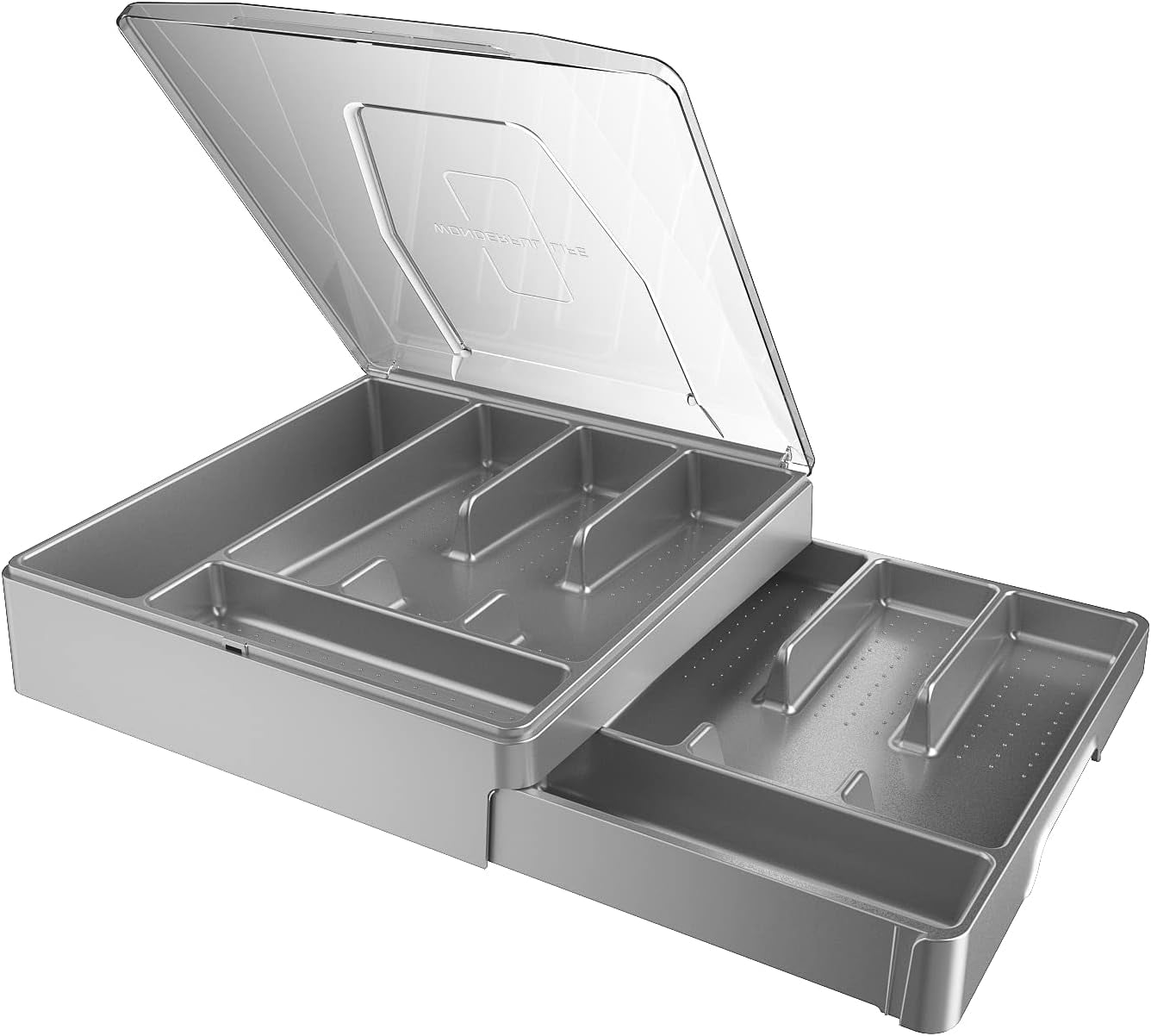 Dish tray drawer organizer, double layered silverware tray with lid ...