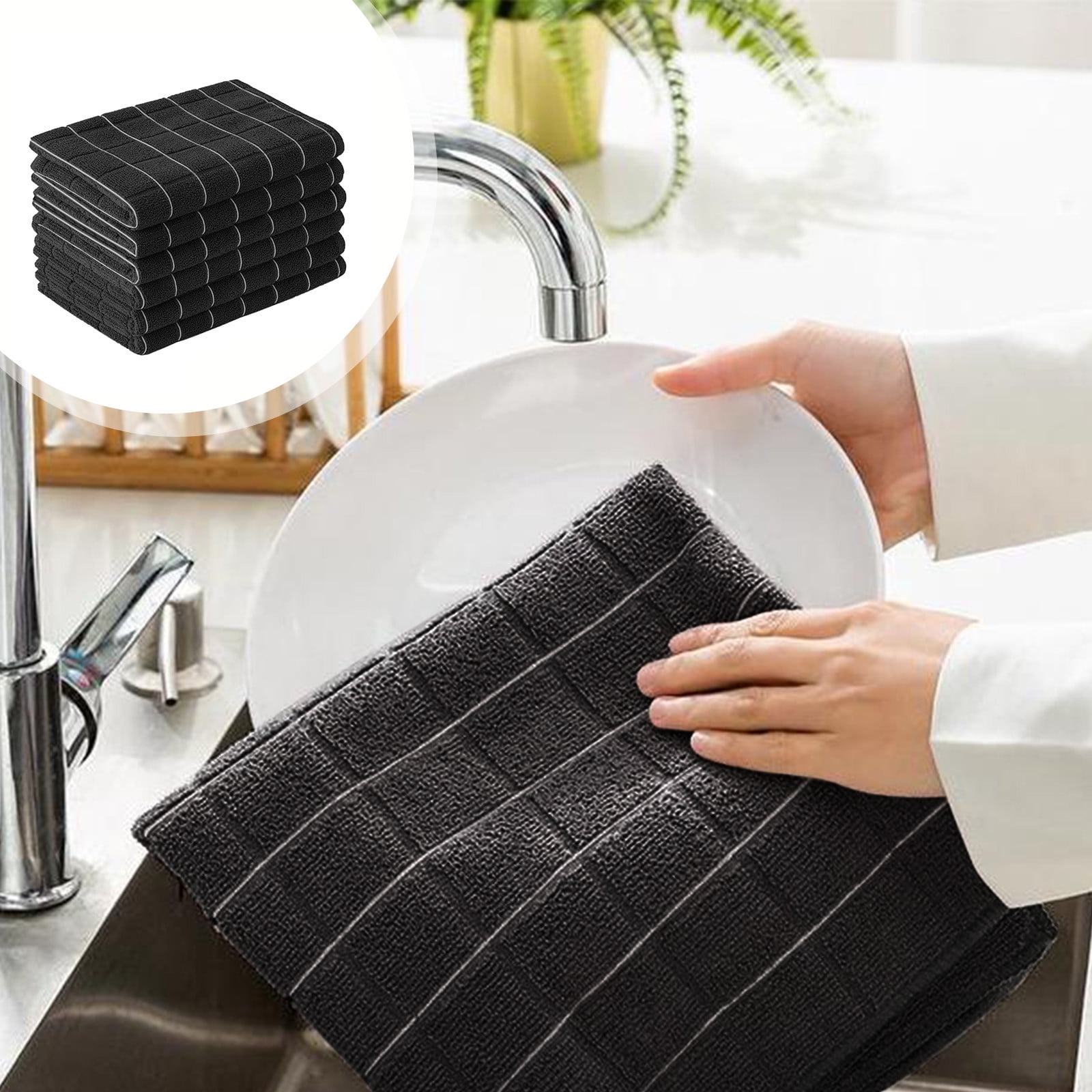 Dishcloth 5 PCS Fine Fiber Cleaning Cloth Dishwashing Cloth Car ...
