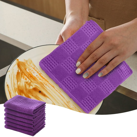 Dishcloth 6 Pack Cotton Dish Towels 13.38x13.38" Kitchen Cleaning ...