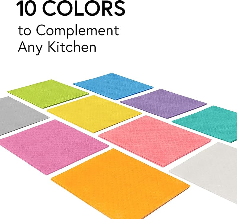 Dishcloths, Cellulose Sponge Cloths – Bulk 10 Pack of Eco-Friendly, No ...