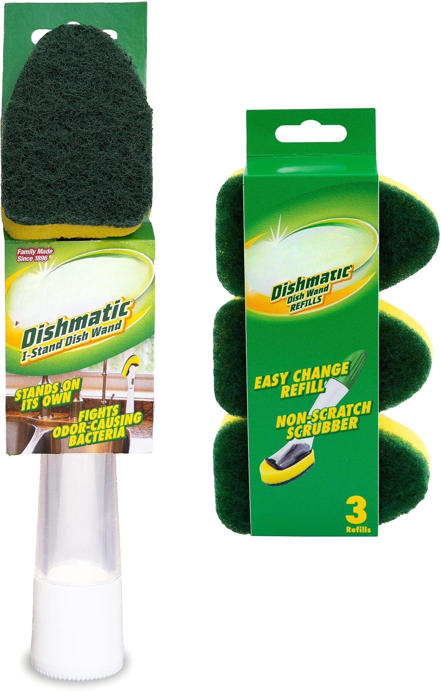 Dishmatic I-Stand Dish Wand Kit, Kitchen Cleaning Scrub Brush with ...