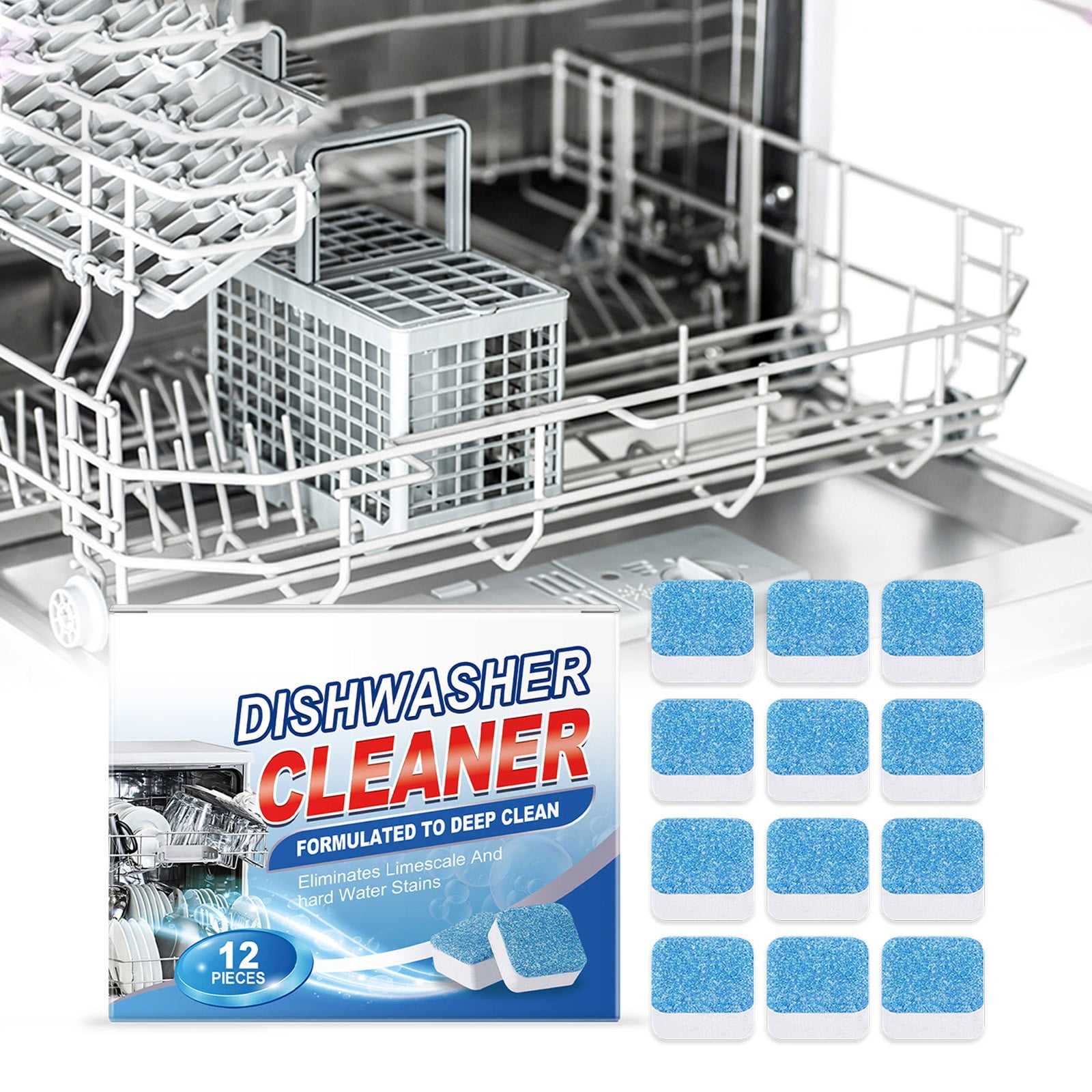 Dishwasher Cleaner and Deodorizer Tablet -12 Tablets Deep Cleaning Descaler for Dishwasher ...