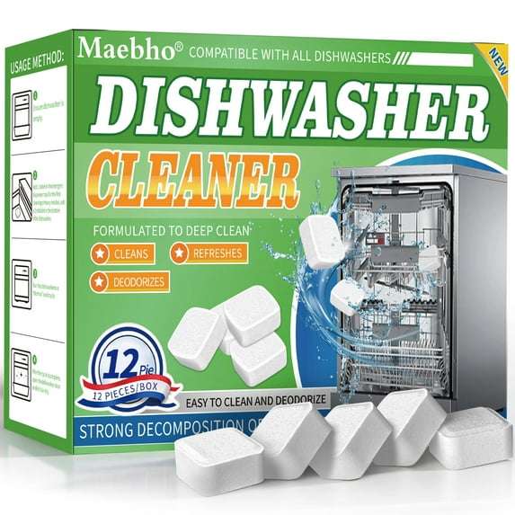 Dishwasher Cleaner and Deodorizer Tablets-12 Pack, Heavy Duty Deep ...