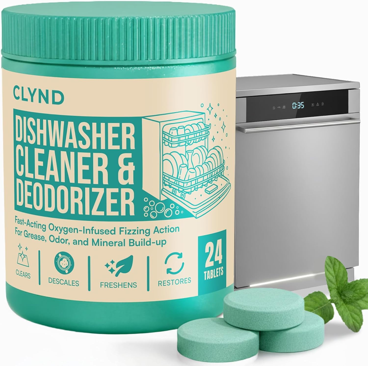 Dishwasher Cleaner and Deodorizer Tablets - 24 Pack Deep Clean ...