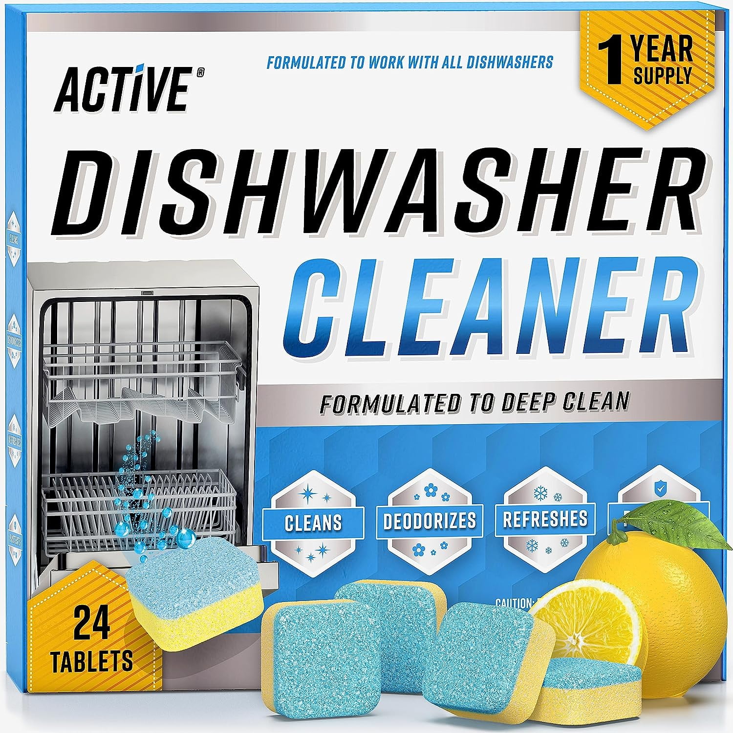 Dishwasher Cleaner And Deodorizer Tablets - 24 Pack Deep Cleaning ...