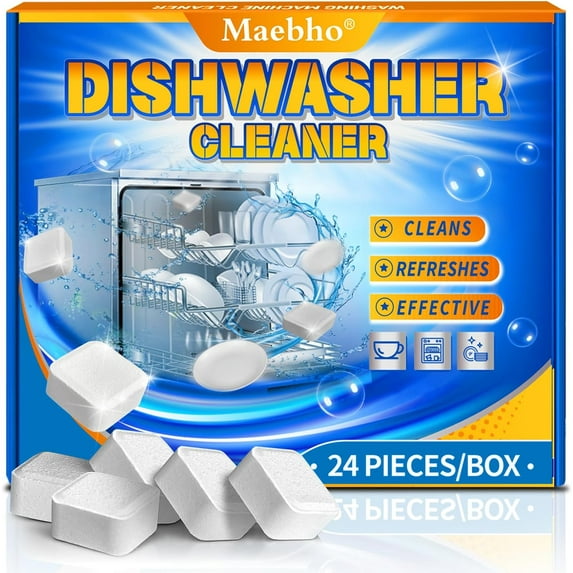 Dishwasher Cleaner and Deodorizer Tablets – 24 Pack, Natural Heavy Duty ...