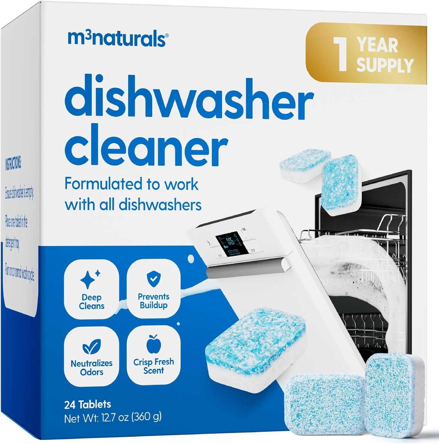 Dishwasher Cleaner & Deodorizer Tablets, Fights Grime, Grease ...