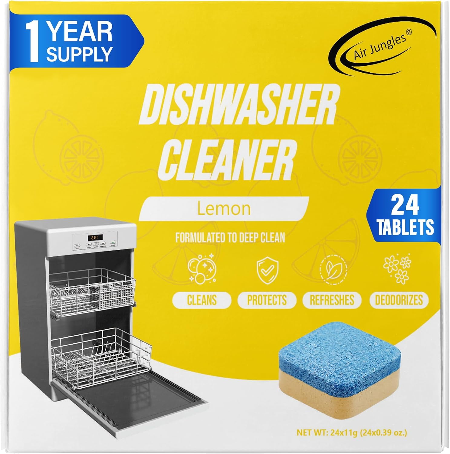 Dishwasher Cleaner Tablets 24 Count, Lemon Scent, Deep Cleaning ...