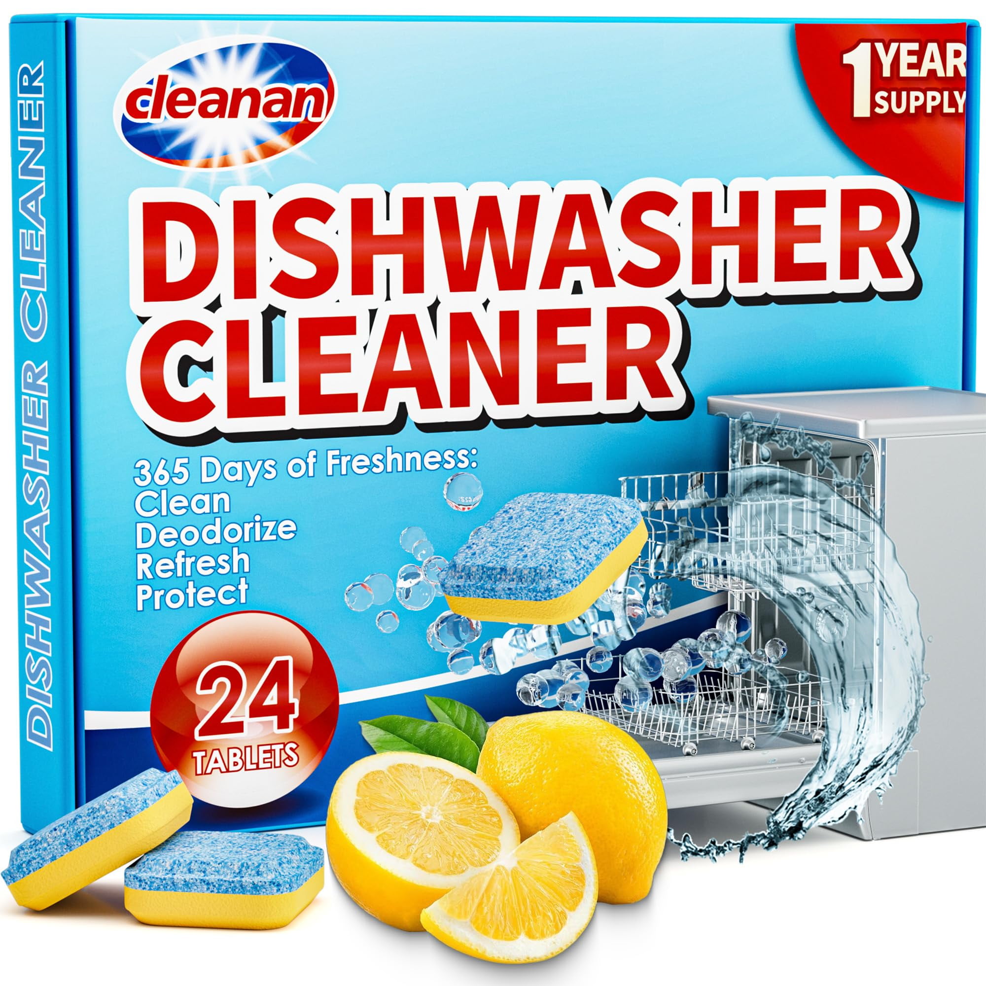 Dishwasher Cleaner Tablets - 24 Pack Powerful Descaling and Refreshing ...