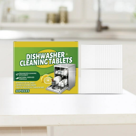 Dishwasher Cleaner Tablets - 30 Tablets Lemon-Scented, Heavy Duty ...
