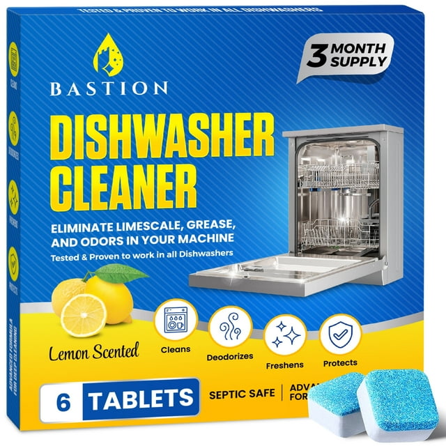 Dishwasher Cleaner Tablets, Lemon Scent, 3-Month Supply (6 Tablets ...