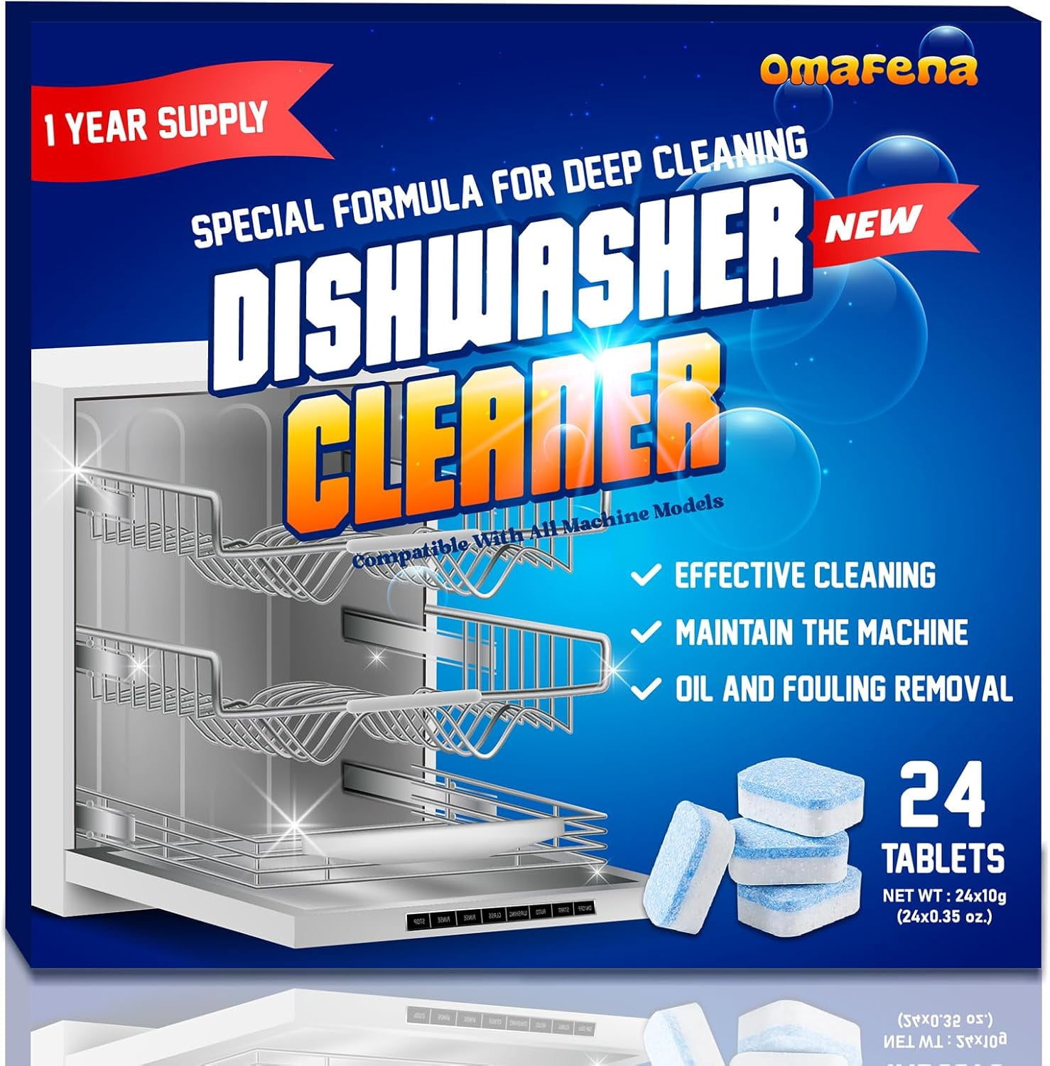 Dishwasher Cleaner and Deodorizer Tablet -24Tablets Deep Cleaning ...