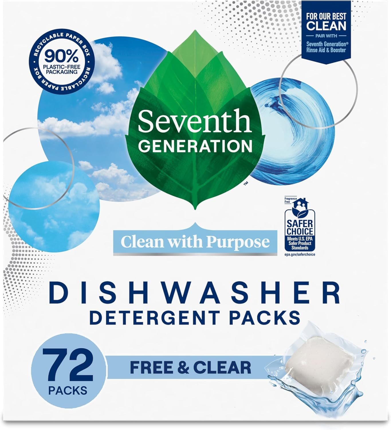 Dishwasher Detergent Packs for sparkling dishes Free & Clear Dishwasher ...